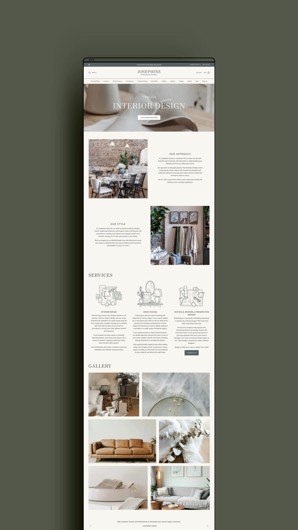 Brand + Website Launch: Josephine Interiors & Market - amarielael.com